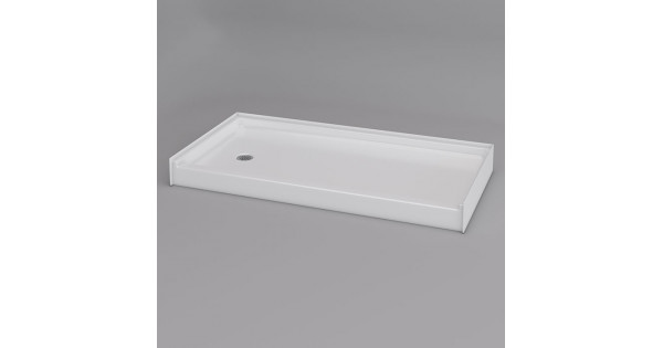 60"x31" Walk-in Shower Base, Left drain, easy step 4" threshold ...