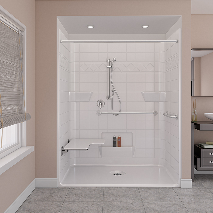 63" x 38½" Freedom ADA Roll In Shower (Left) | Zero threshold Showers