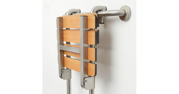 18 in x 16in Grab bar hung Shower Bench with Backrest, Phenolic Slatted ...