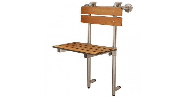 18 in x 16in Grab bar hung Shower Bench with Backrest, Phenolic Slatted ...