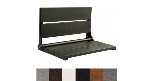 26" x 15¾" Fold up Shower Seat, Matte Black Frame - Various colors