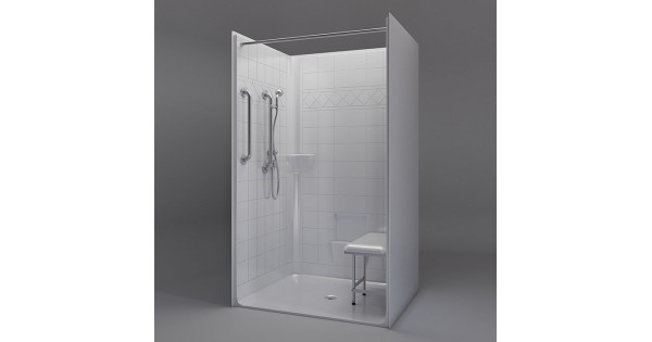 Accessible Shower 48" X 37" Accessible Shower (Left Valve Wall) |Roll
