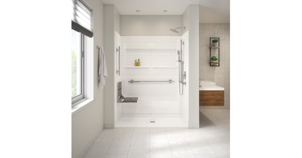 60" x 33" Accessible Shower (Center Drain) | Inspire Showers
