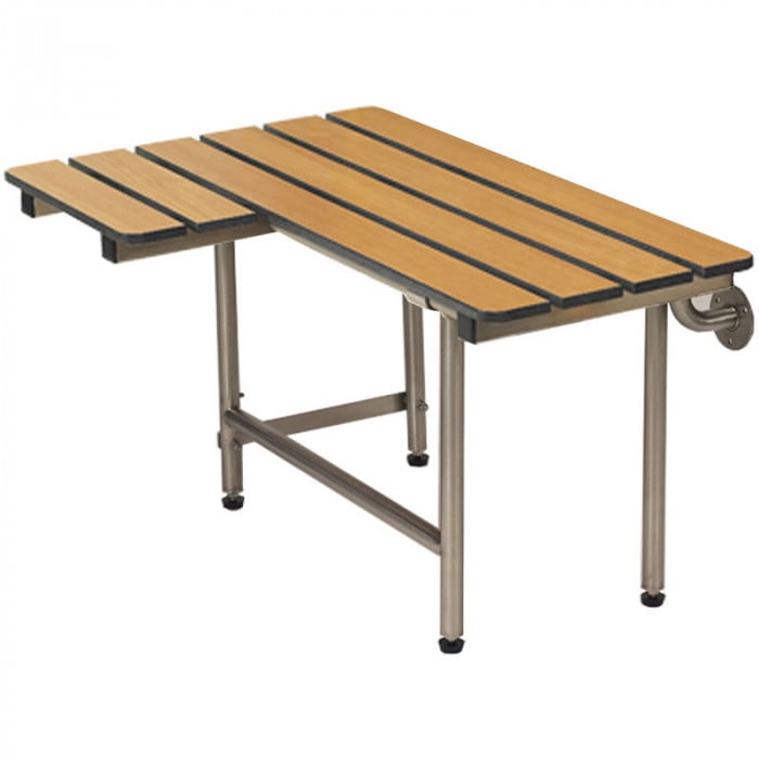 Freedom ADA Shower Seat w Legs, Phenolic Teak, Right (26" x 22½")