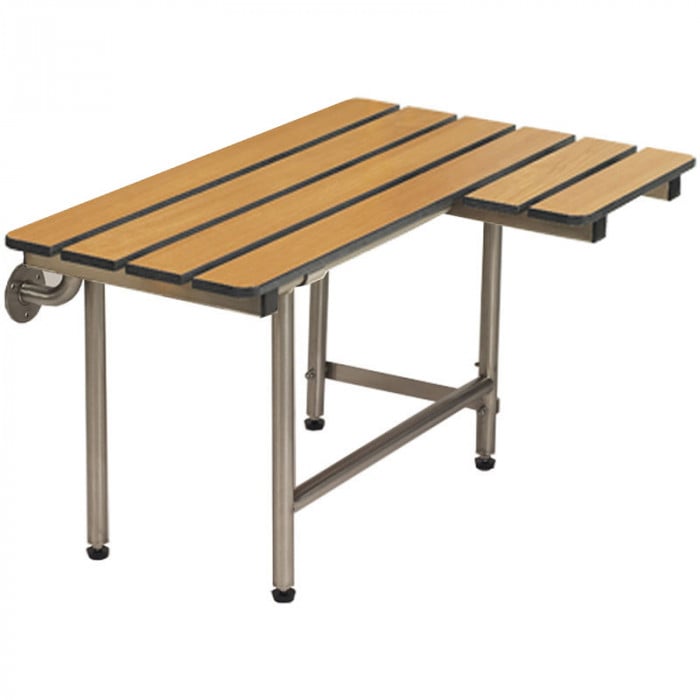 Freedom ADA Shower Seat with Legs, Phenolic Teak, Left 28" x 22½"