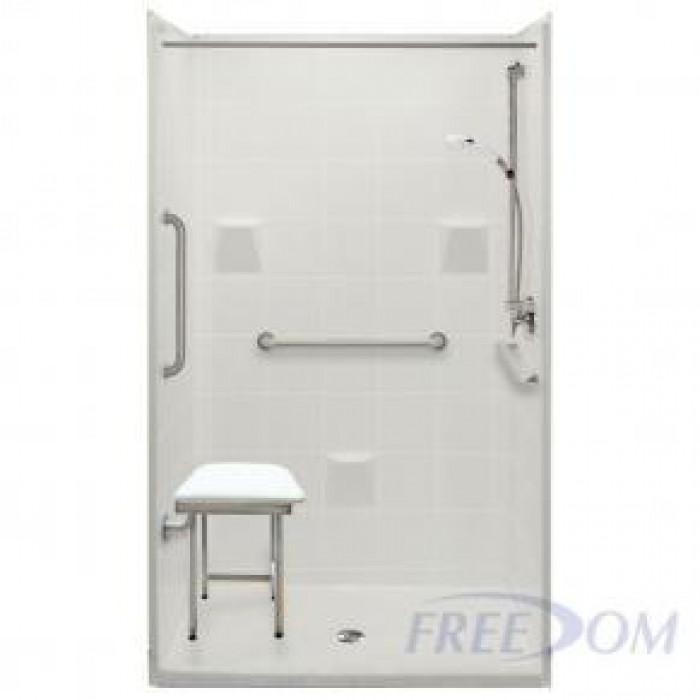 Freedom Easy Step Shower, Center Drain, 4 Piece (48" x 37")
