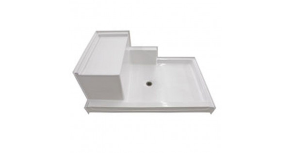 60" x 37¼" Freedom Easy Step Shower Pan with Molded Seat