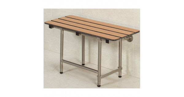 Freedom Folding Shower Bench With legs, Slatted TEAK (32" x 15")